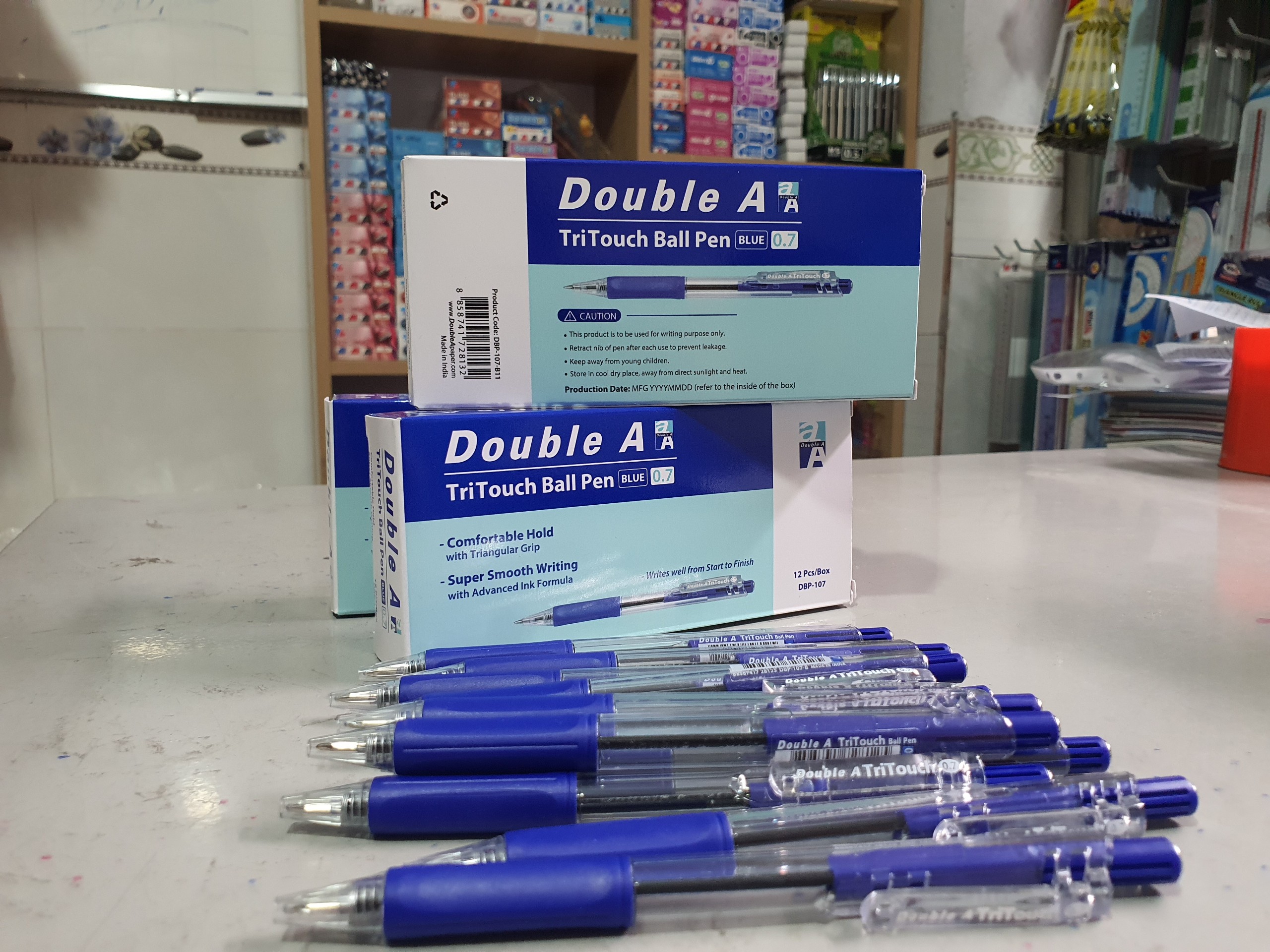 Hộp 12 bút bi Double A TriTouch 0.7mm - DBP 107 - Văn Phòng Phẩm - Dụng ...